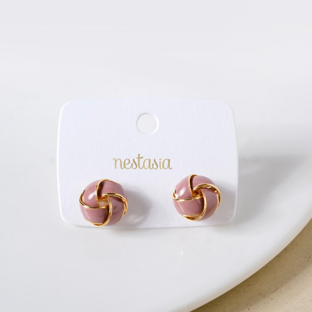 Jewellery Online - Premium Twisted Knot Studs Mauve | Nestasia