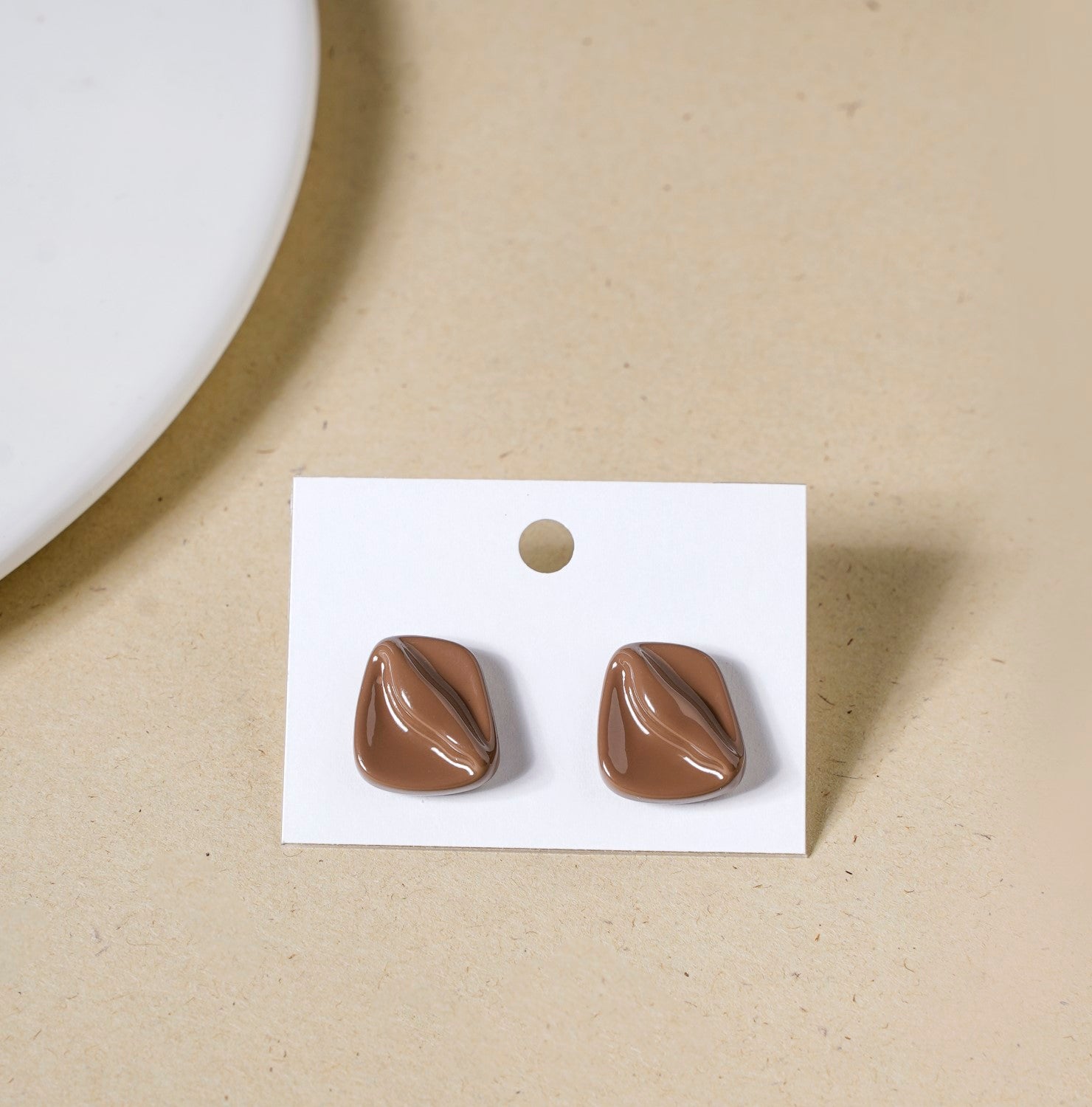 Earrings Online - Premium Brown Sculpted Studs | Nestasia