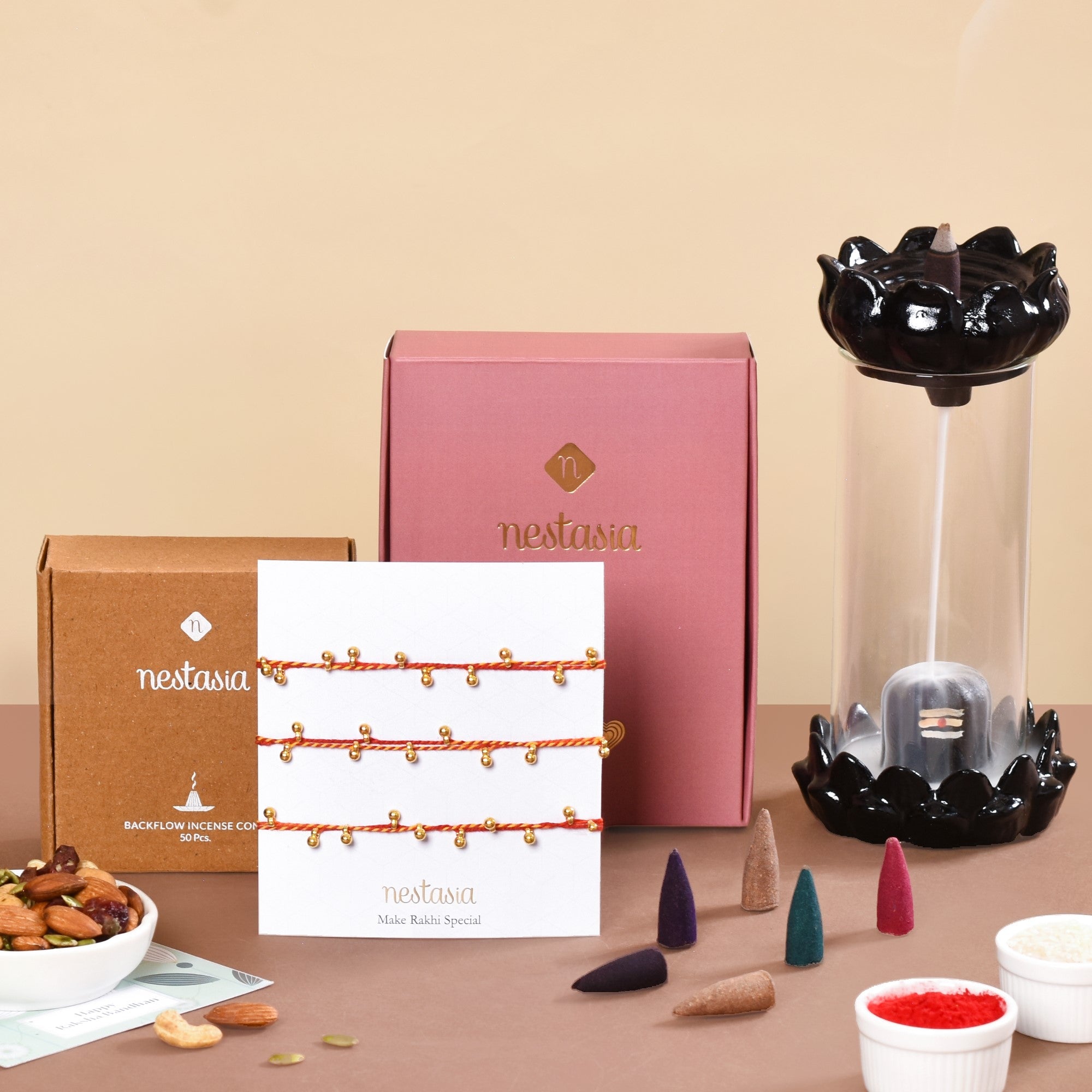 Shivling Incense Diffuser Rakhi Gift Set Online - Premium Gift Hamper | Nestasia