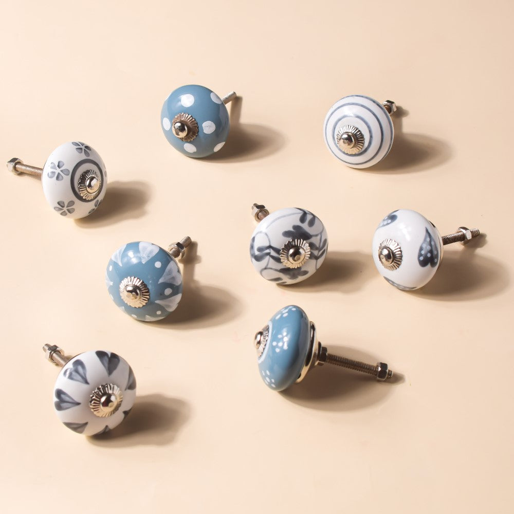 Ceramic Floral Hand Painted Door Knobs Set Of 8 Online - Premium Knob | Nestasia