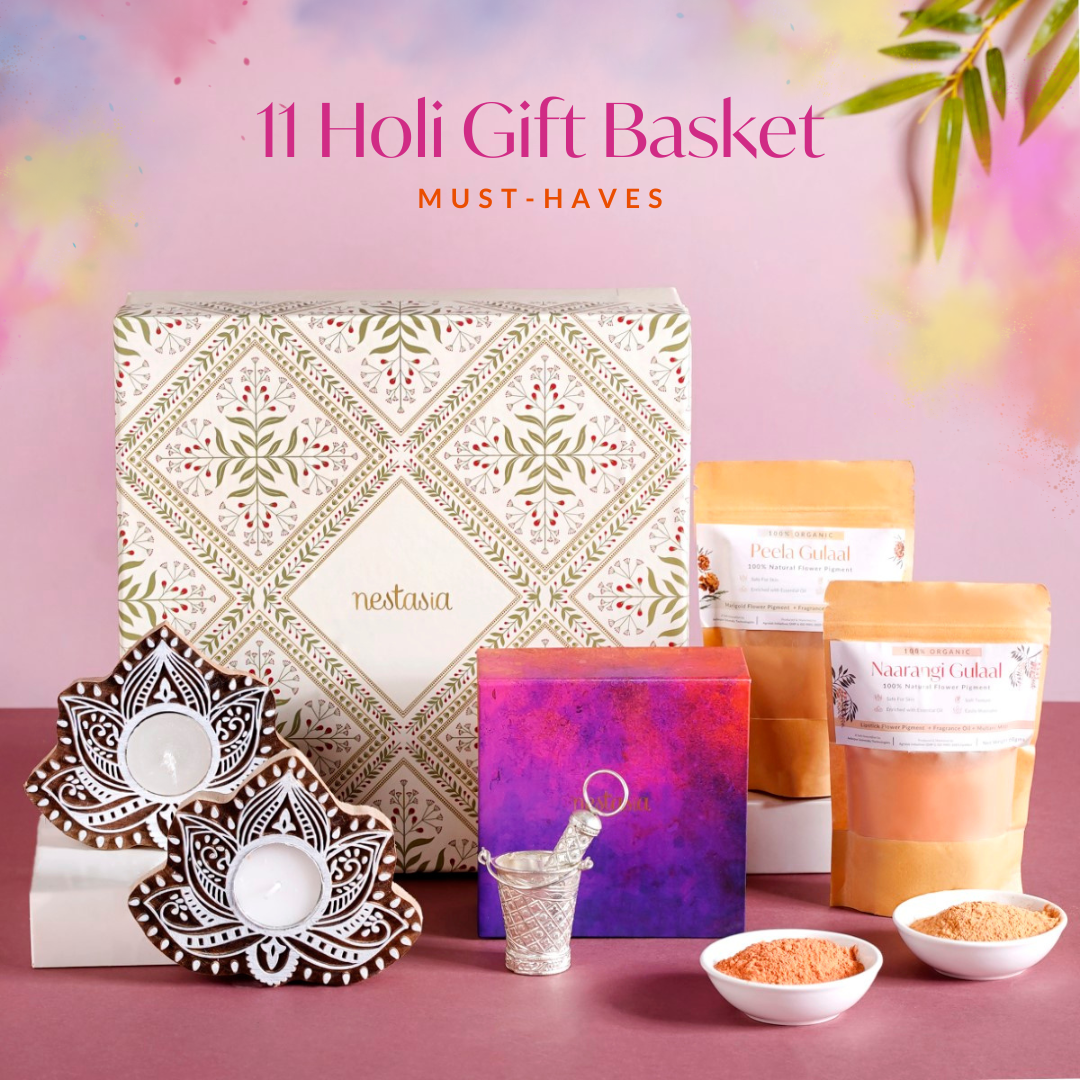 Explore 11 Items To Design Holi Gift Baskets With Nestasia