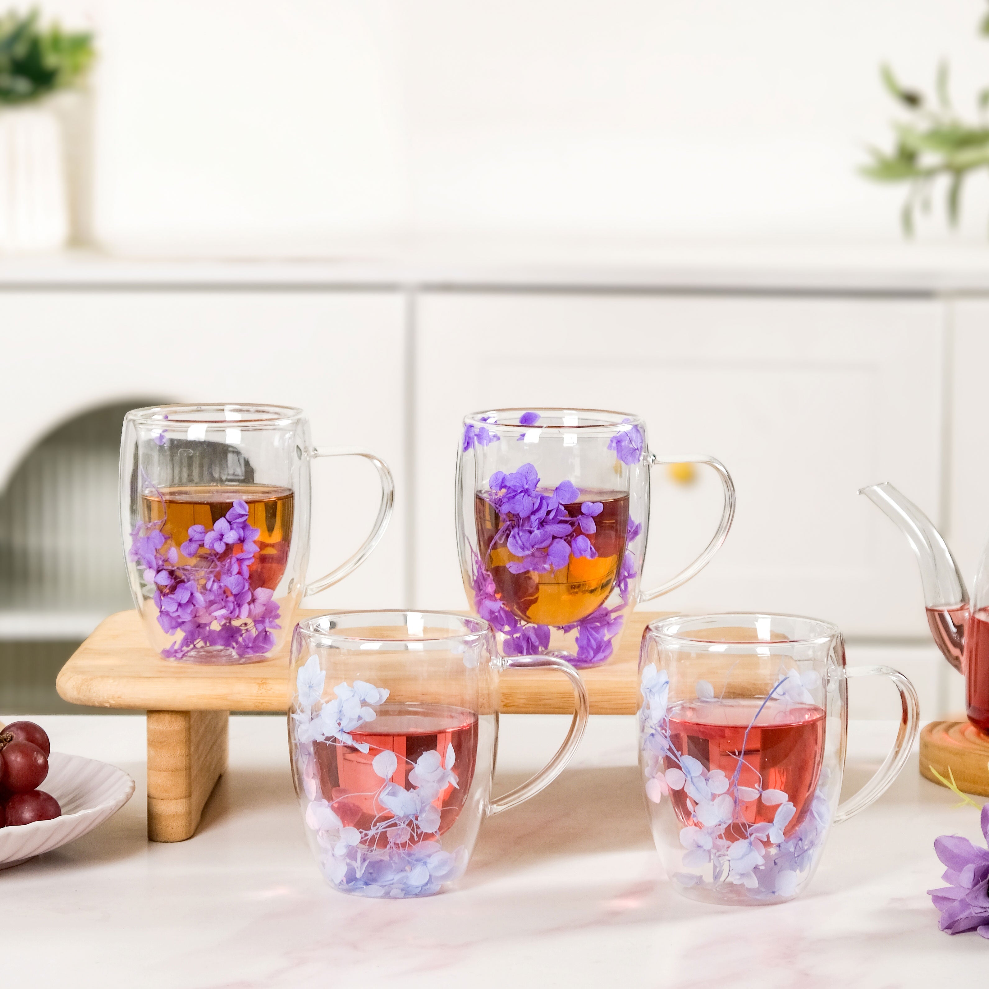 Real Flower Coffee Mugs in Glass | Floral Mugs by Nestasia