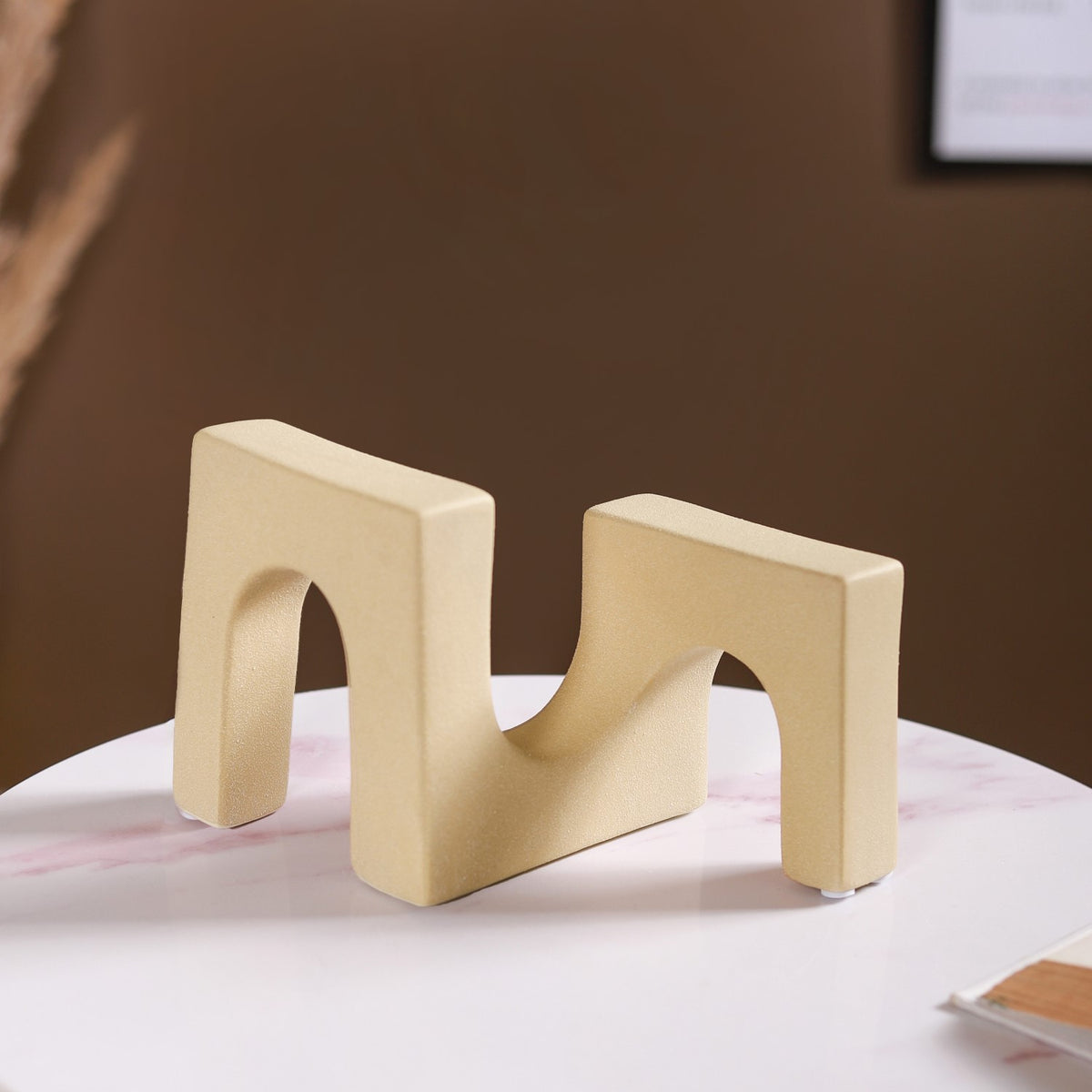 Frosted Building Three Doors Light Yellow Showpiece Online | Nestasia