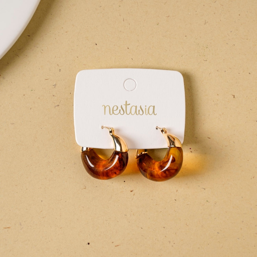 Jewellery Online - Premium Arc Huggie Hoops Amber | Nestasia
