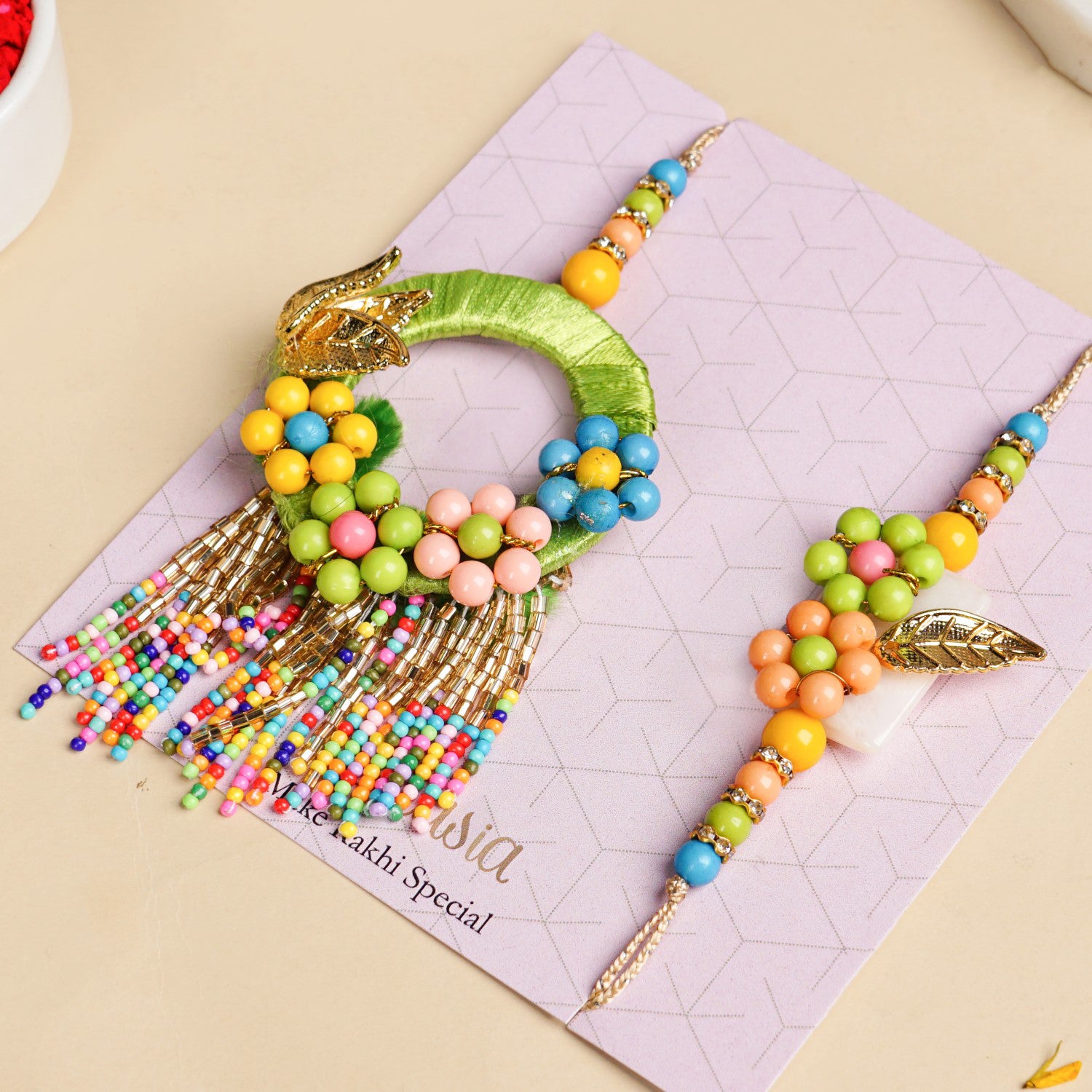 Bead And Bloom Rakhi Lumba Set Online - Premium Gift Hamper | Nestasia