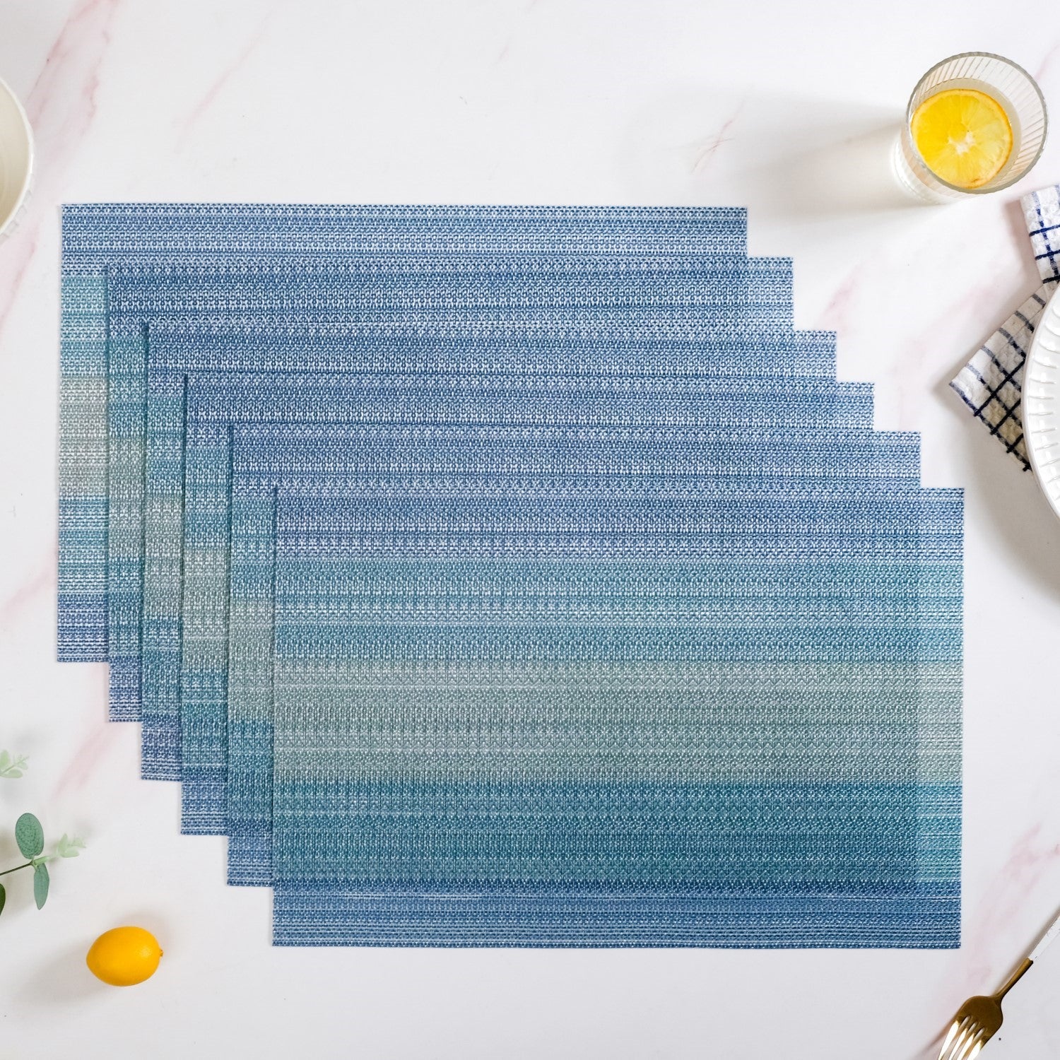Blue Hues Dining Table Mat Set Of 6 Online - Premium Table Mat | Nestasia