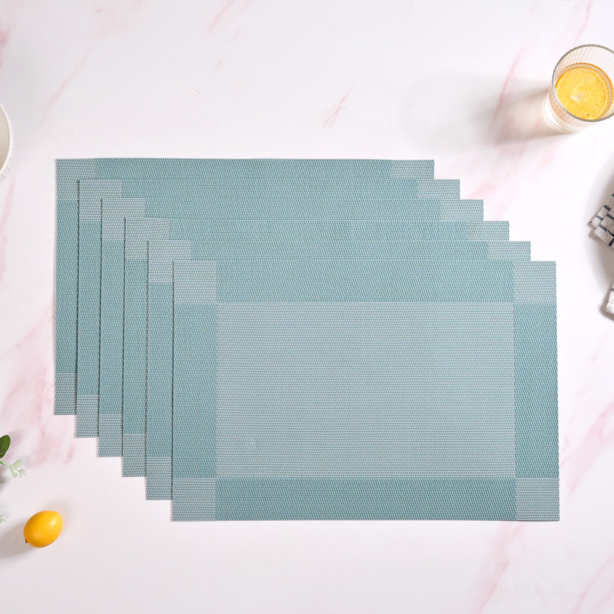 Blue Reversible Dining Table Mats Set Of 6 Online- Premium Table Mat ...