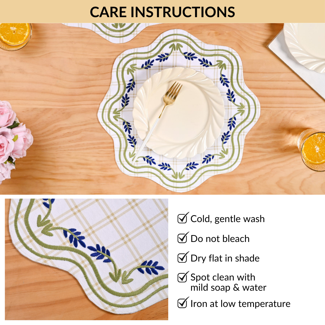 Blue Ivy Cotton Embroidered Table Mat Set Of 6 Online - Premium Table ...