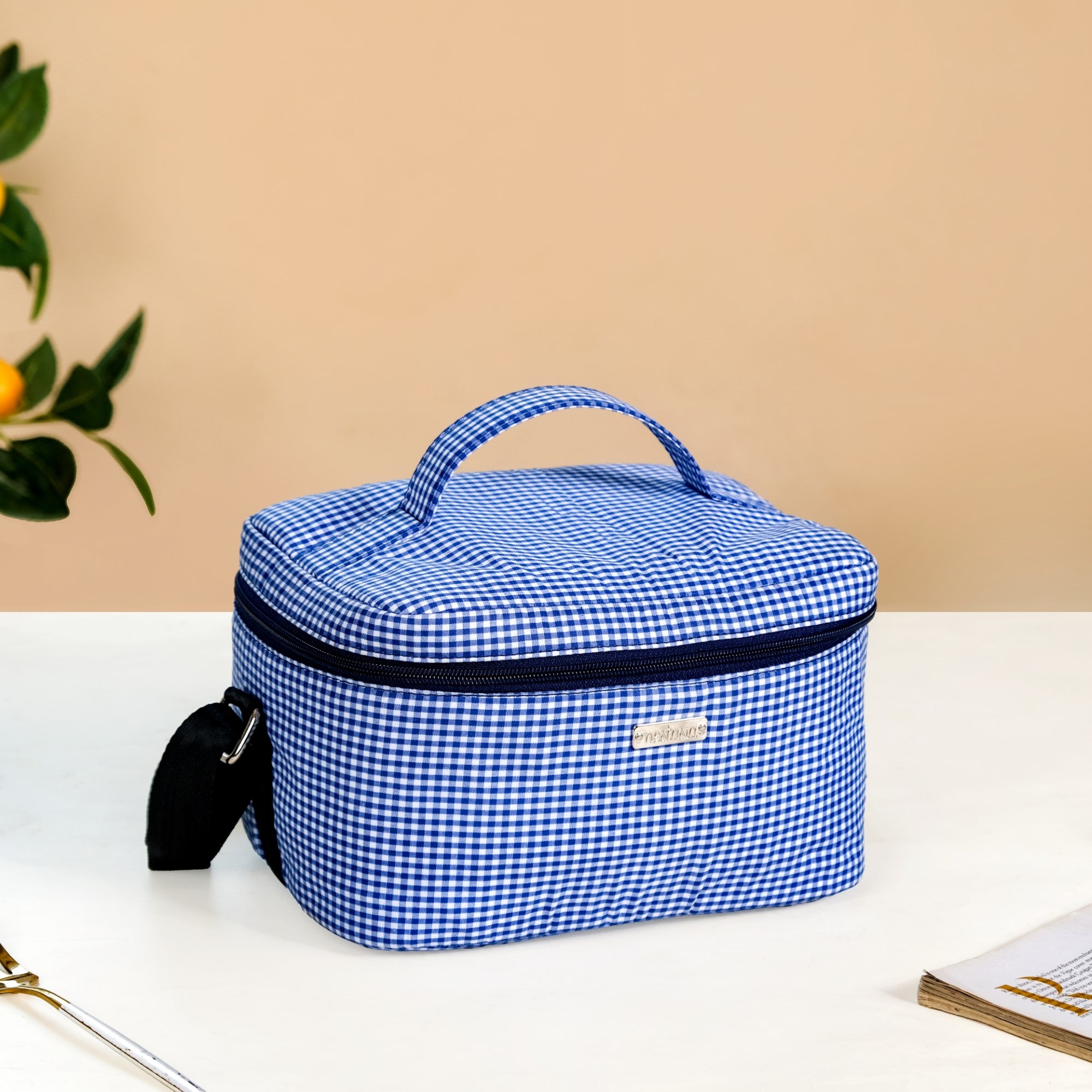 Blue Checkered Insulated Lunch Bag Online - Premium Lunch Bag | Nestasia