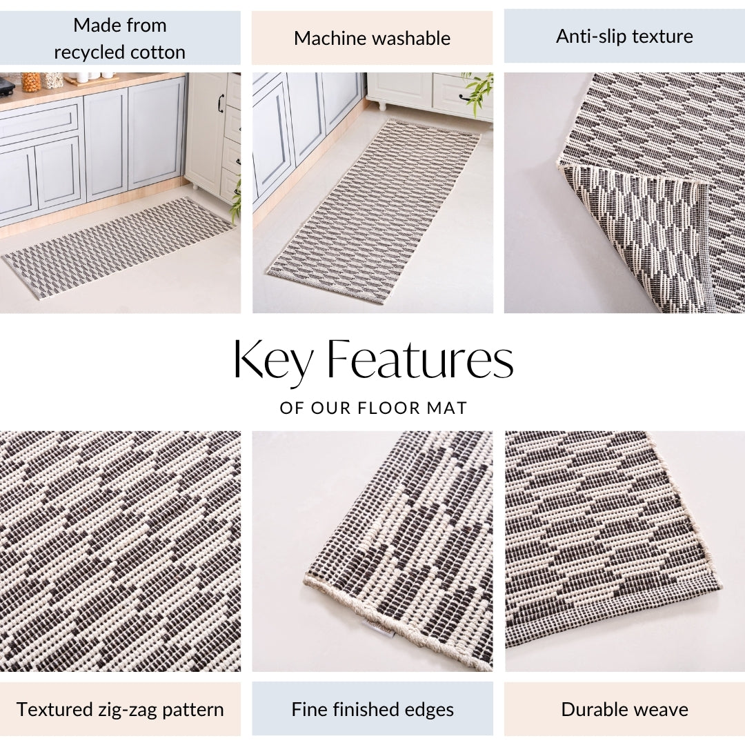 Brown And White Weave Rug 134x50cm Online - Premium Floor Mat | Nestasia