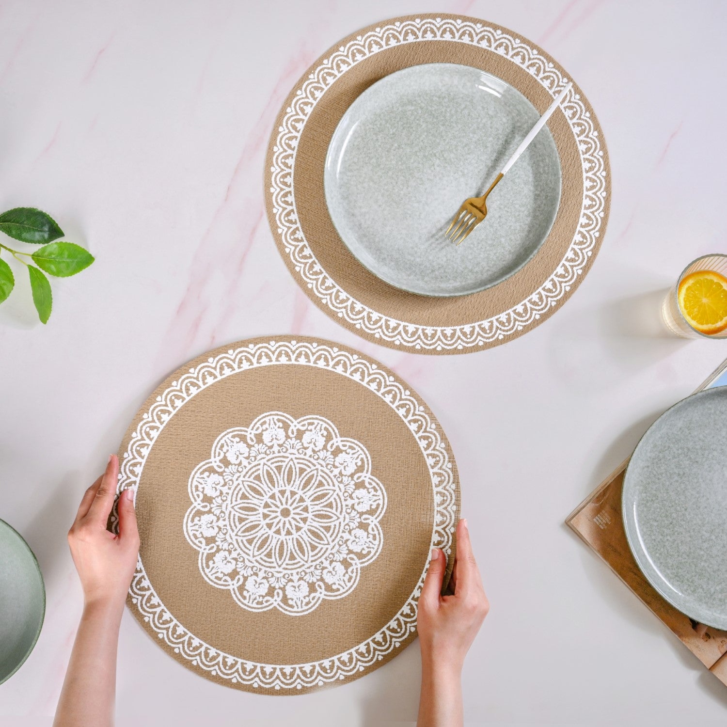 Boho White Mandala Table Mat Set Of 6 Online - Premium Table Mat | Nestasia