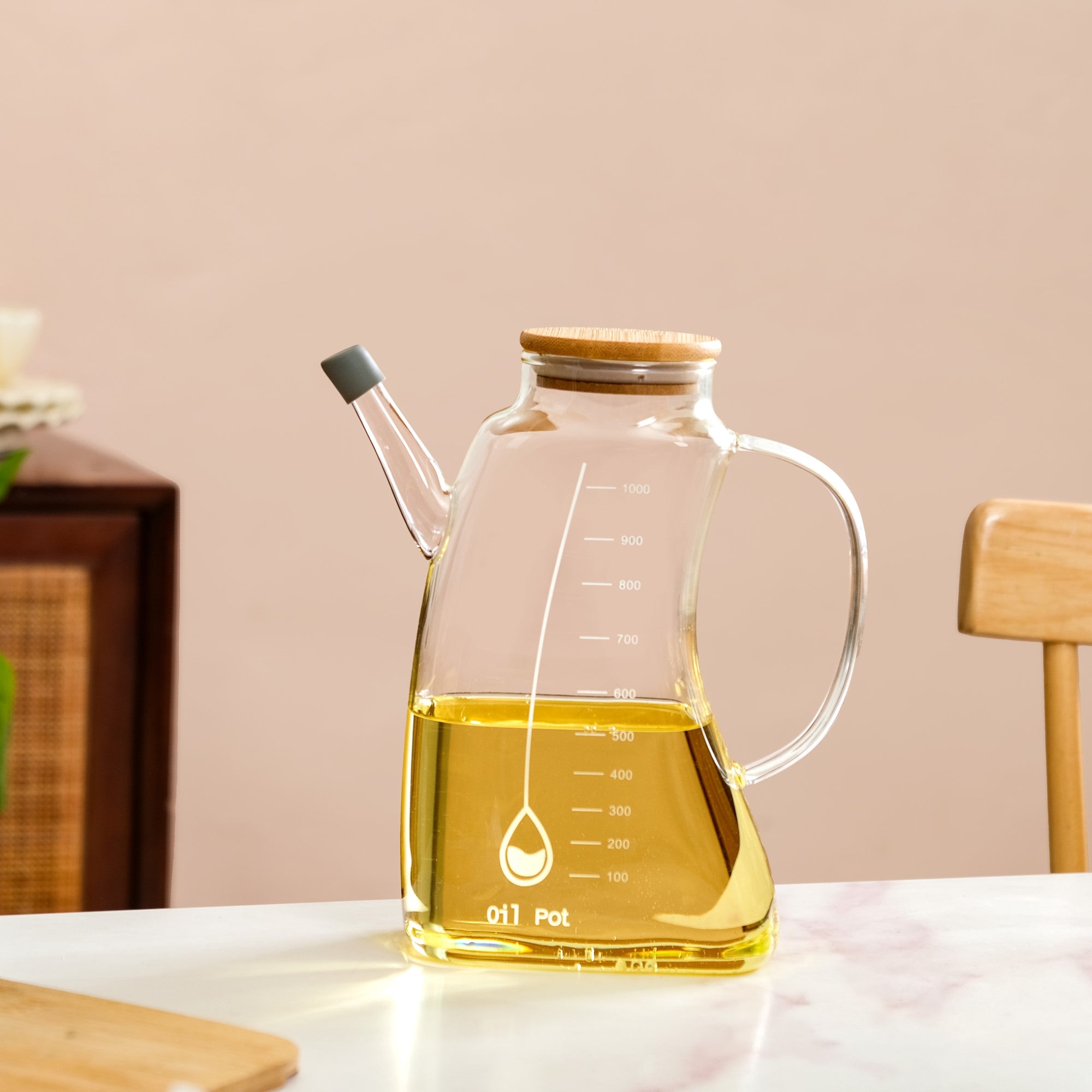 Borosilicate Glass Oil Pot With Measurement Markings 1000ml Online ...