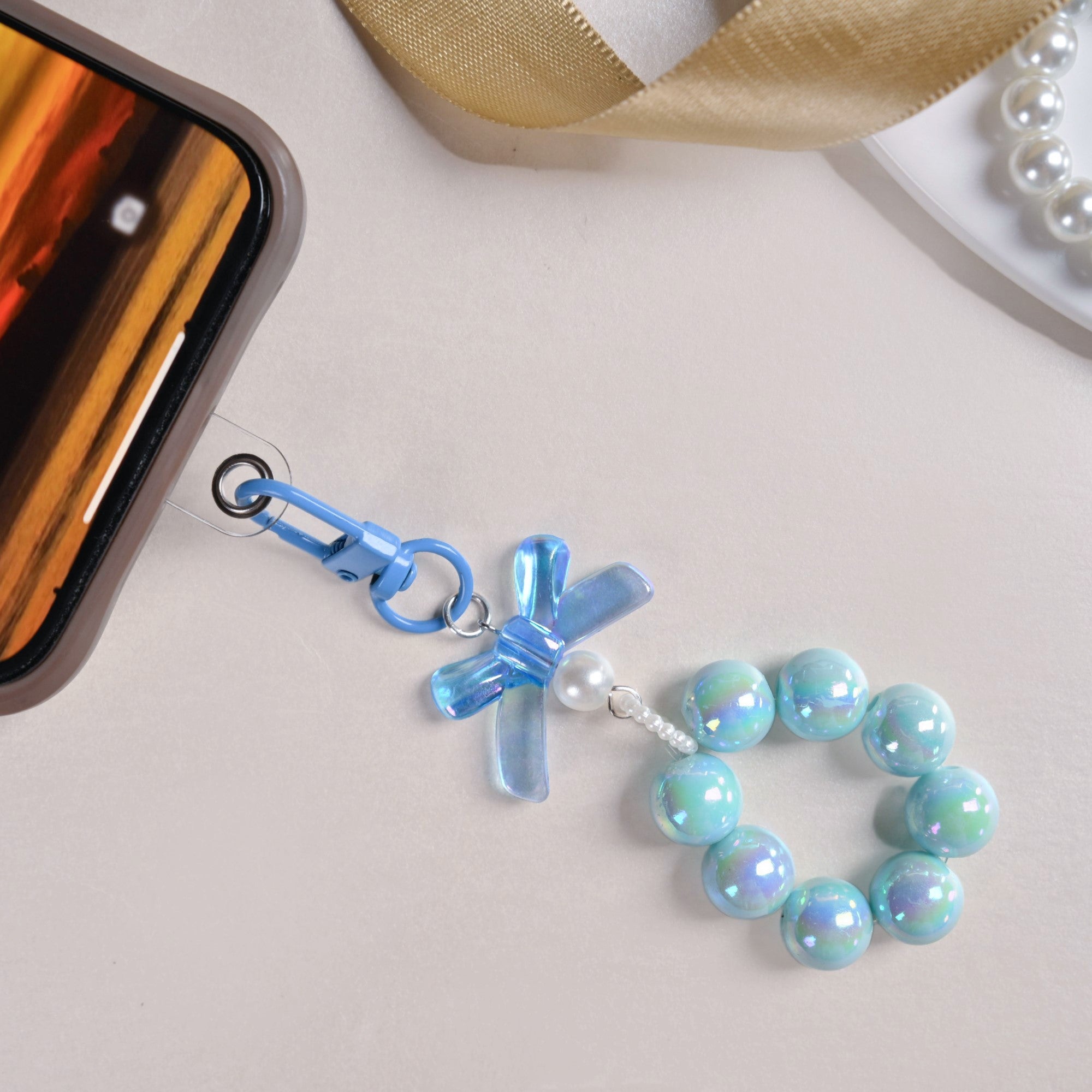 Burst Of Blue Beaded Keychain Online - Premium Keychain | Nestasia