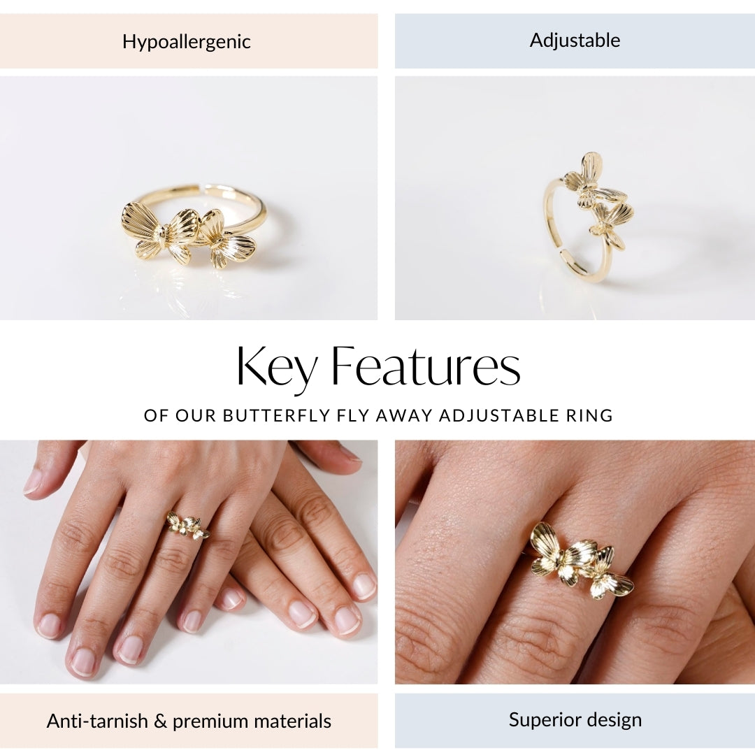 Ring Online - Premium Butterfly Fly Away Adjustable Ring | Nestasia