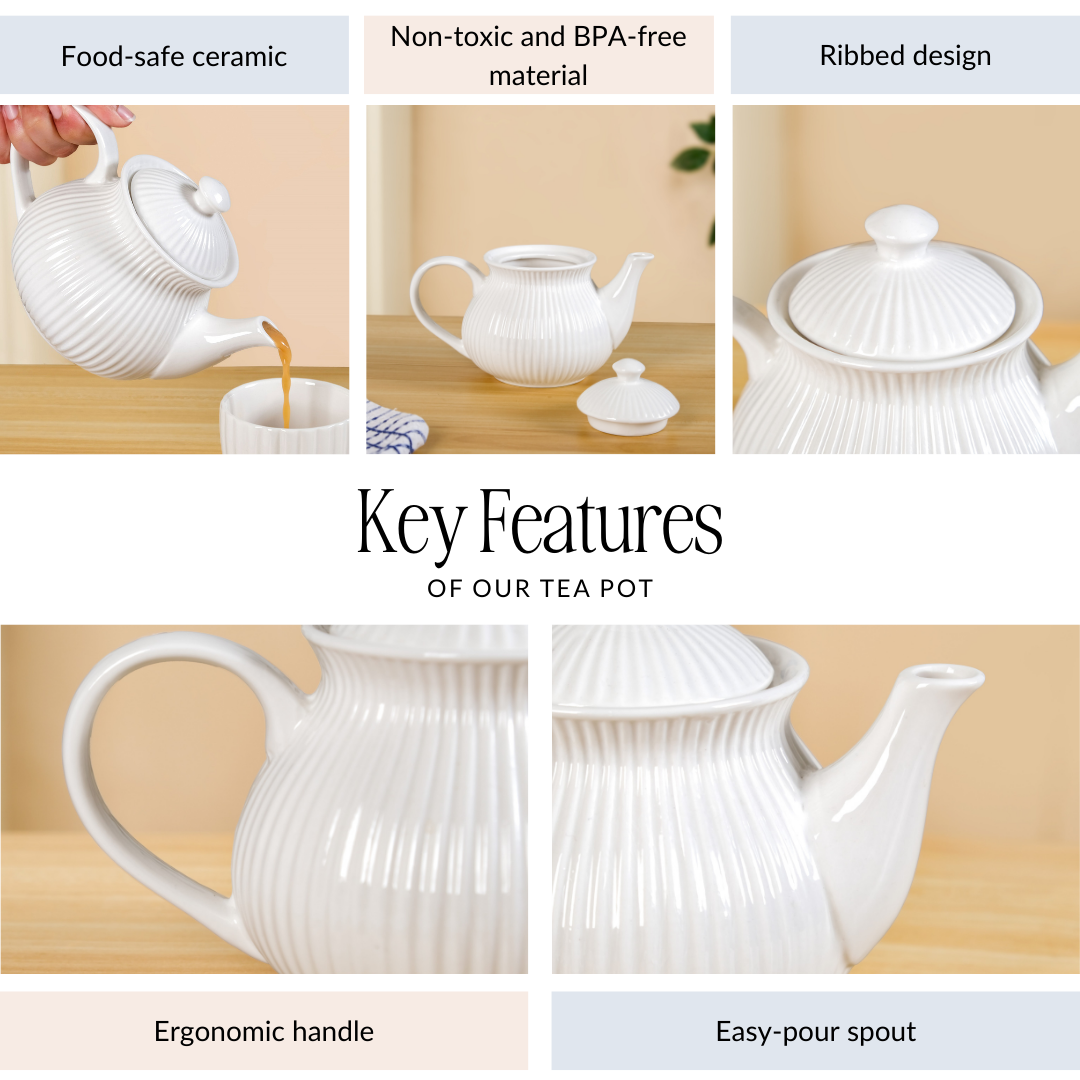 Classic Vintage Ceramic Teapot 600ml Online - Premium Tea Pot | Nestasia