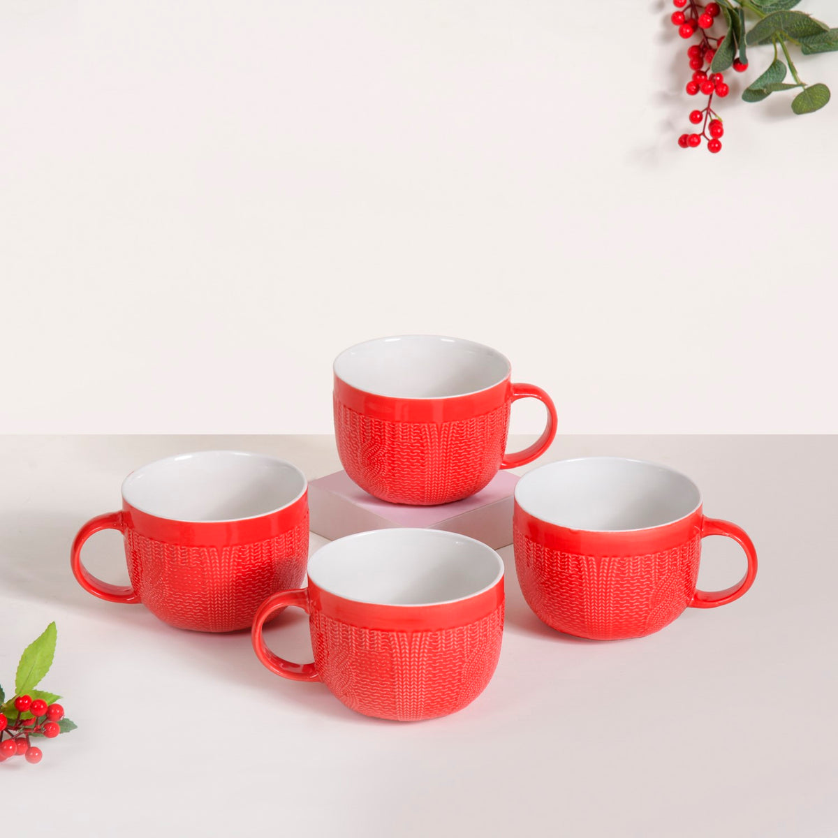 Merry Ceramic Cup Gift Set of 5 - Buy X-Mas Gift Hamper Online