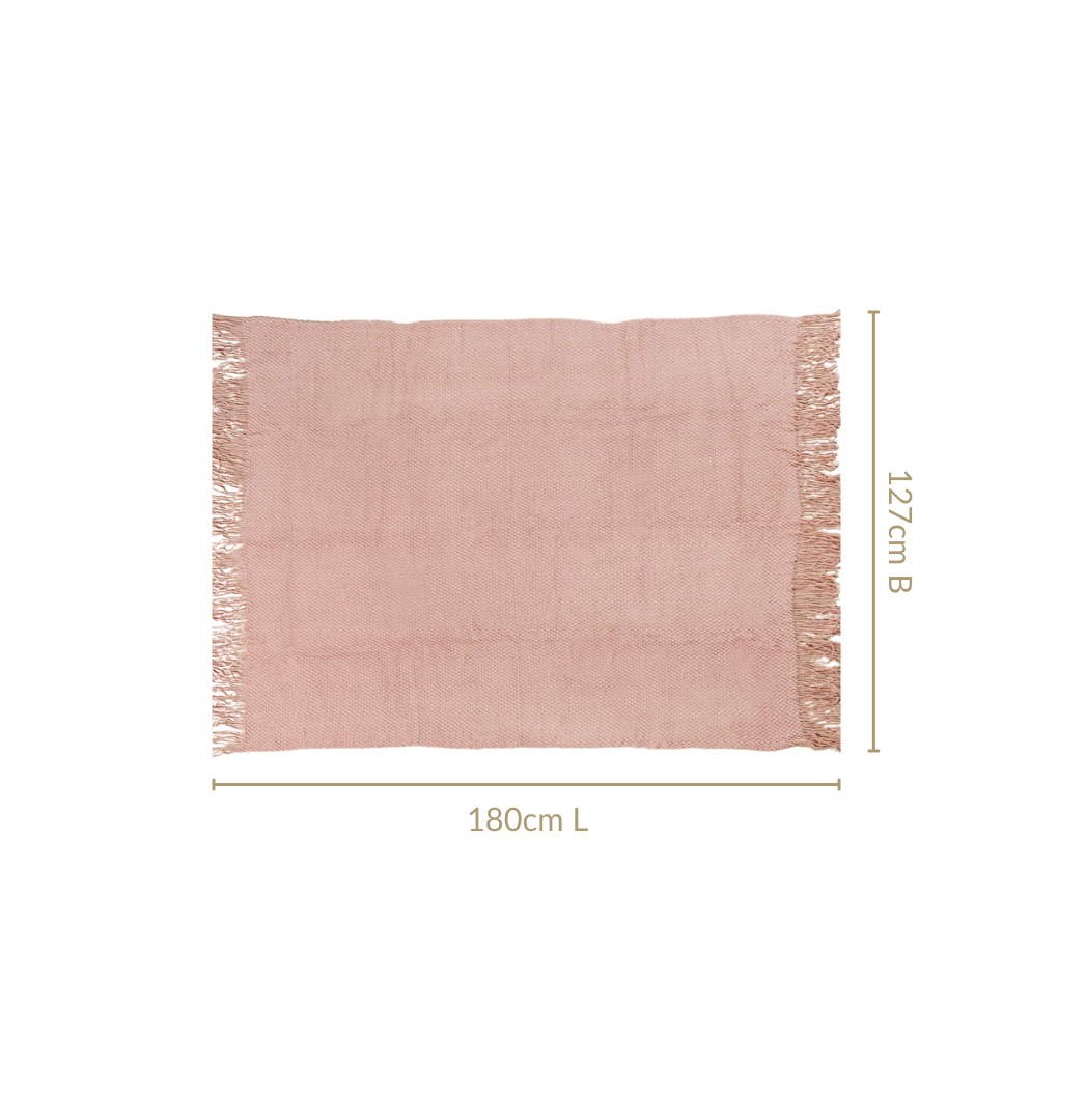 Dusty Pink Throw Knitted With Basket Weave Online - Premium Throw ...