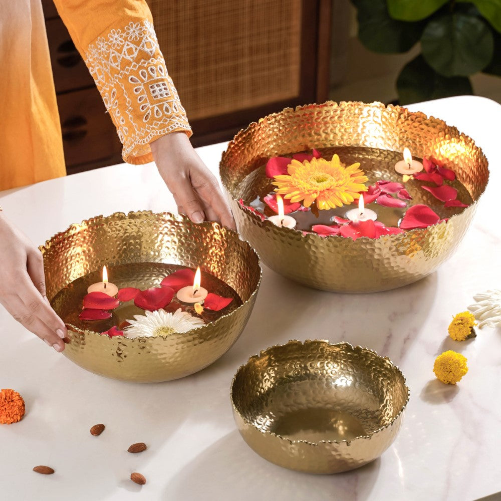 Decorative Urli Bowl Gold Set Of 3