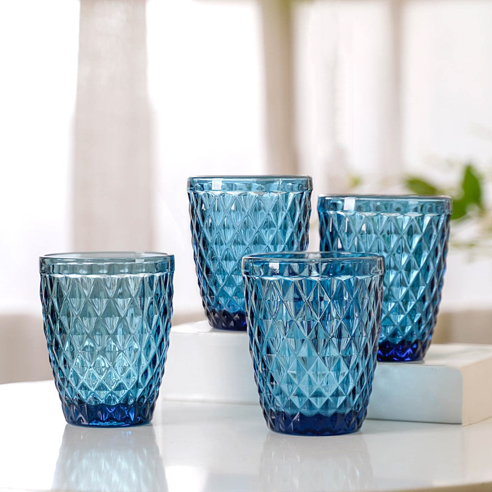 Aqua Blue Glassware Set of 4 Online - Premium Tumbler | Nestasia