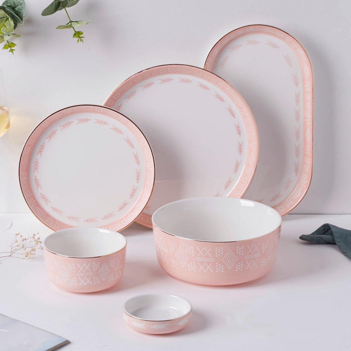 Azo Pink 27 Piece Dinner Set For 6