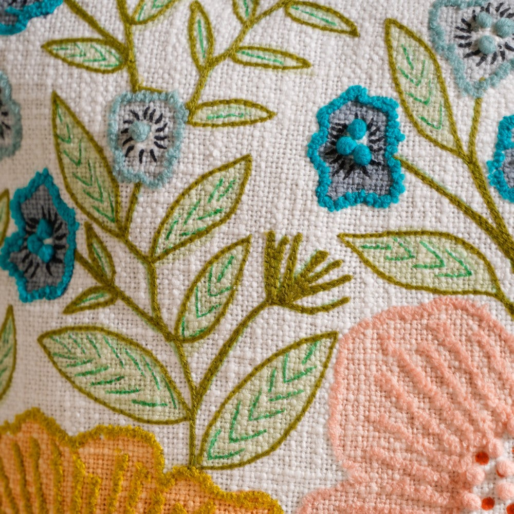 Embroidered Sofa Cushion Cover 16x16 Inch