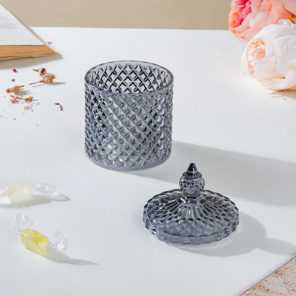 Glass Jar - Buy Vintage Diamond Glass Jar With Lid Online | Nestasia