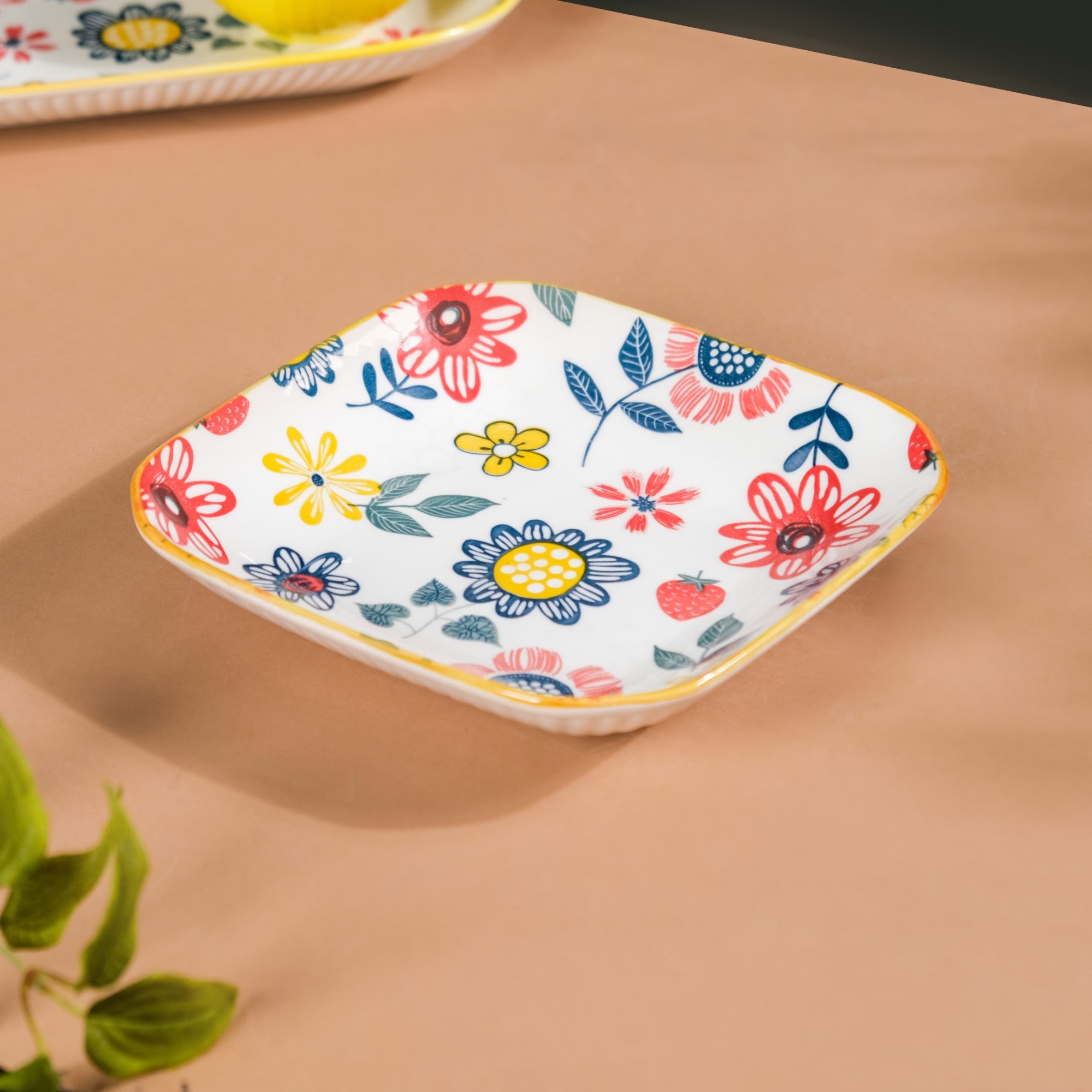 Spring Floral Square Snack Plate 8 Inch Online - Premium Snack Plate ...