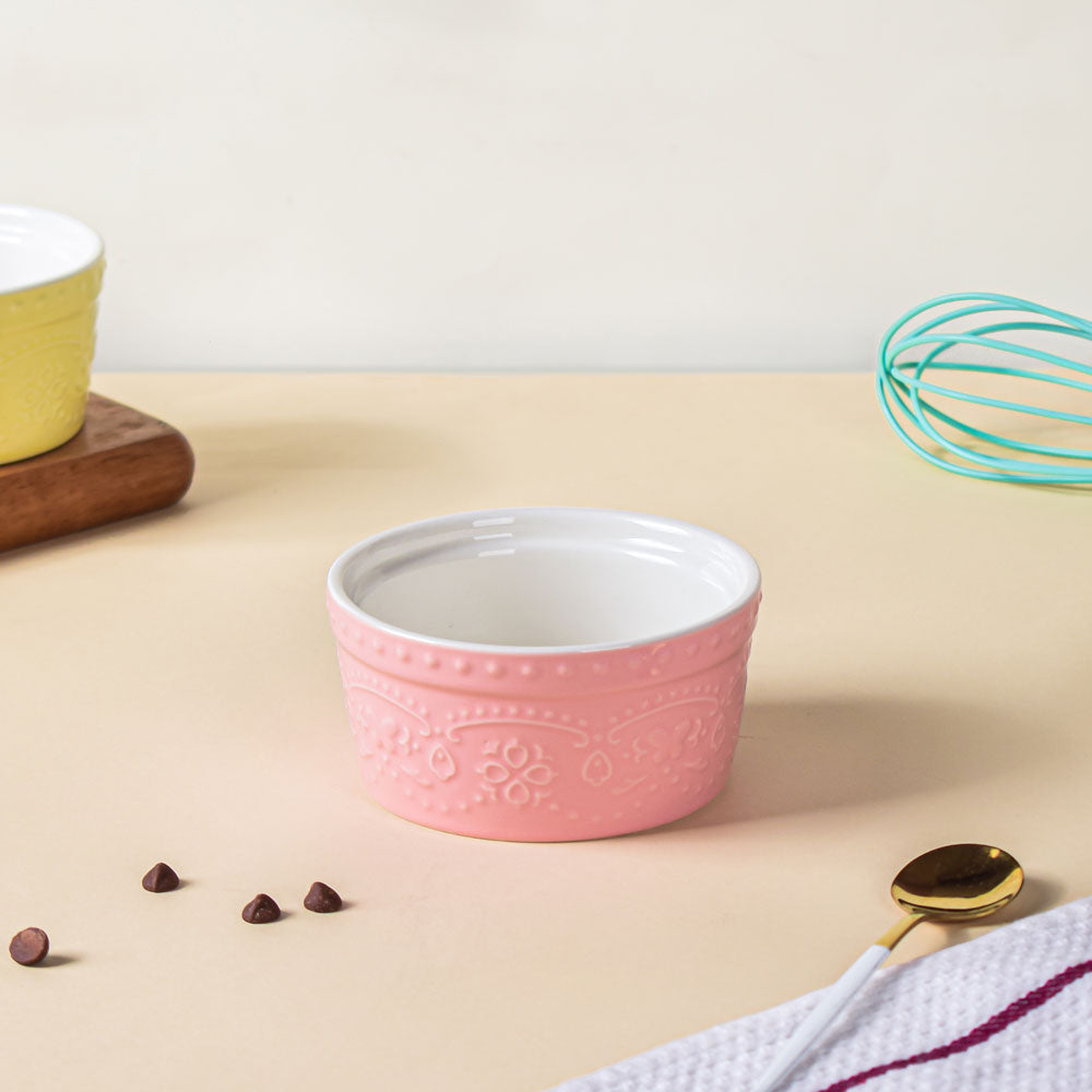 Playful Pink Textured Pudding Bowl Online - Premium Baking Dish | Nestasia