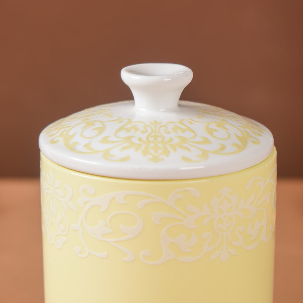 Riona Floral Ceramic Jar With Lid Yellow Online - Premium Jar With Lid ...