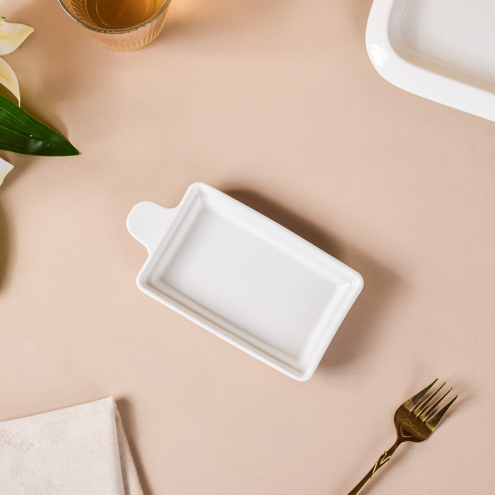 Serena Snowy White Long Platter With Handle Online - Premium Platter ...