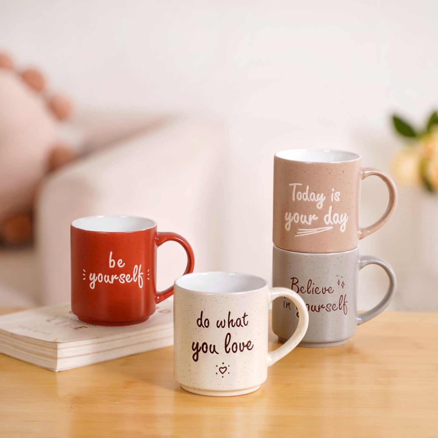 Daily Motivation Quotes Stackable Mugs Set Of 4 280ml Online - Premium ...