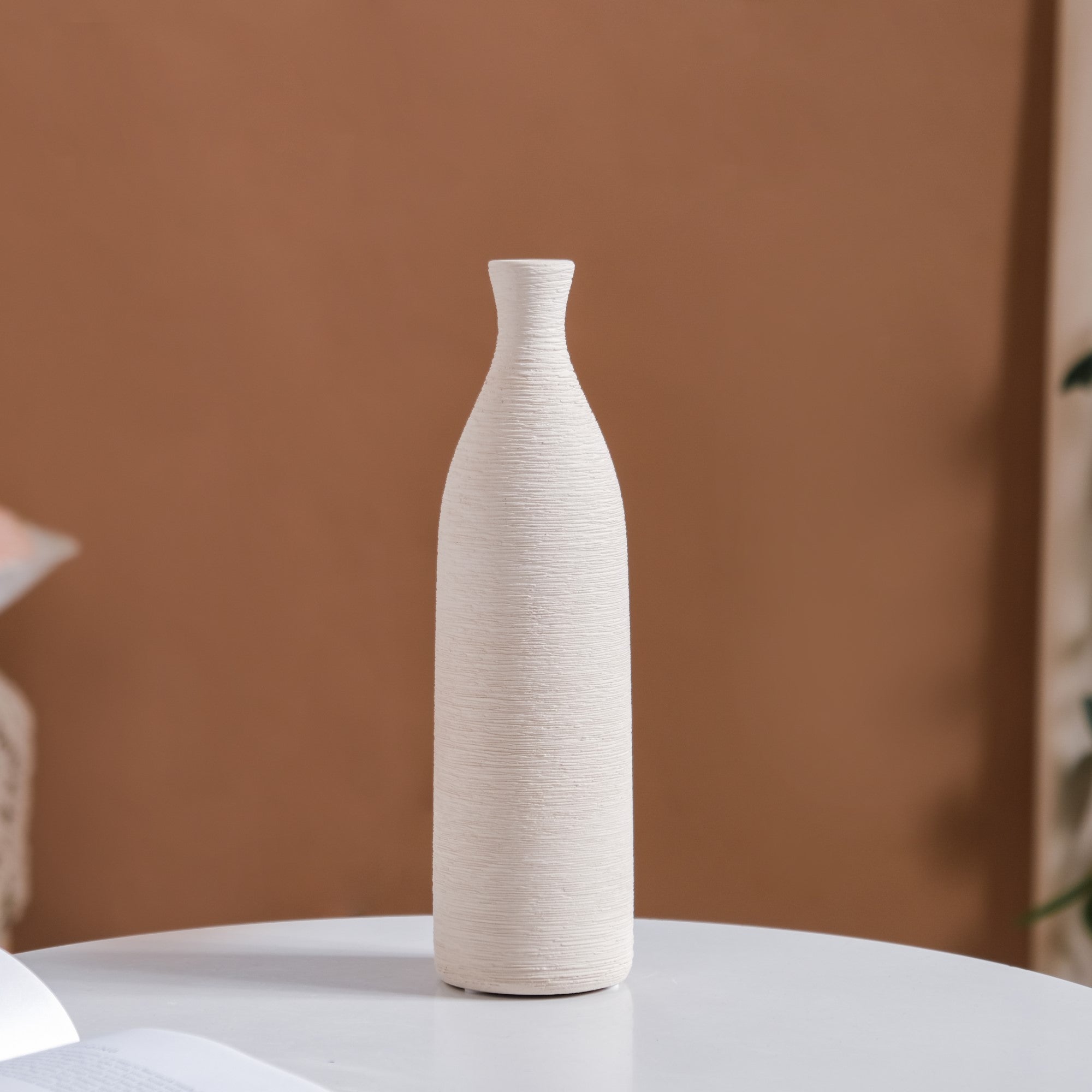Textured Tall Off White Ceramic Vase Online - Premium Vase | Nestasia