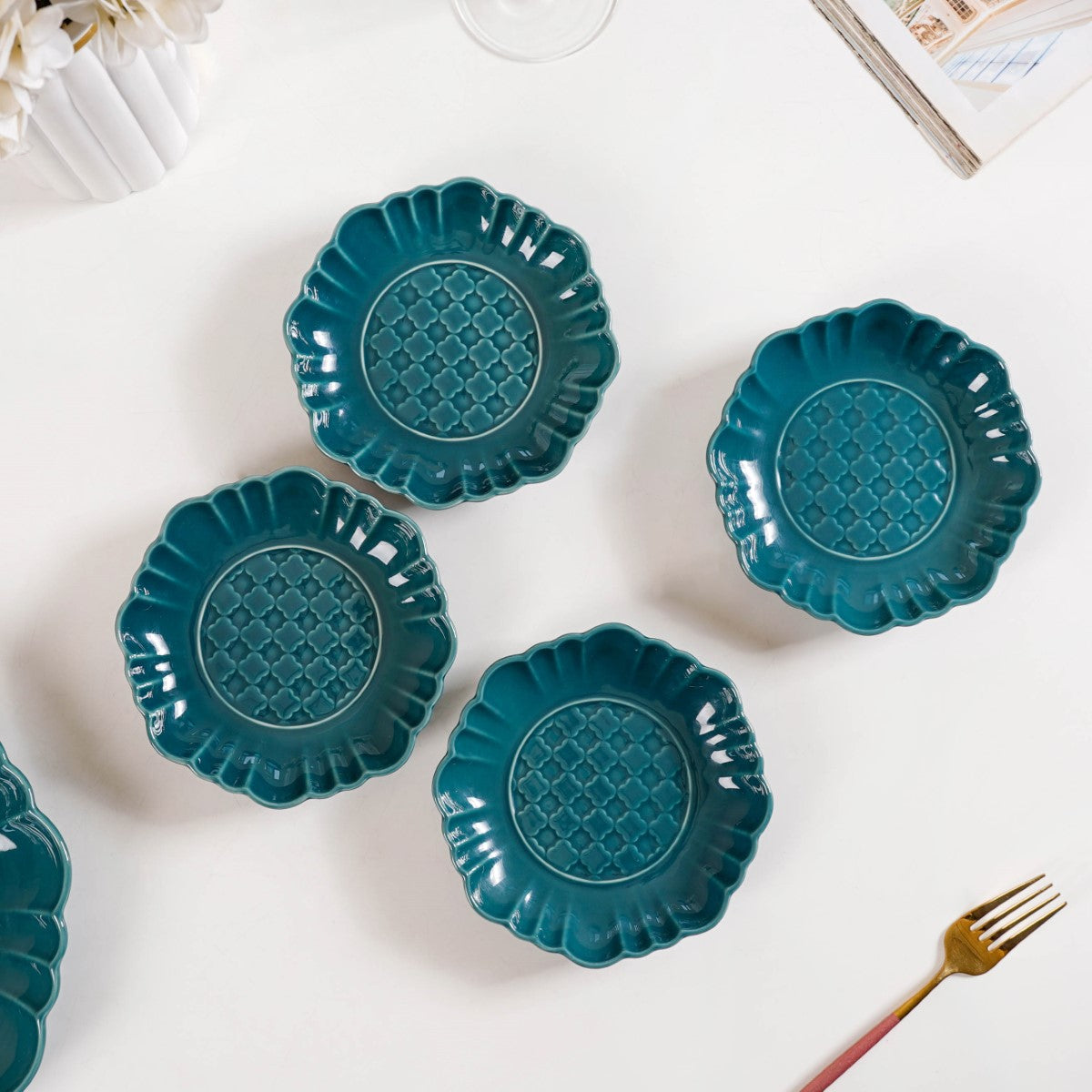 Luxe Ceramic Dessert Plate Green Set Of 4 6 Inch Online - Premium ...