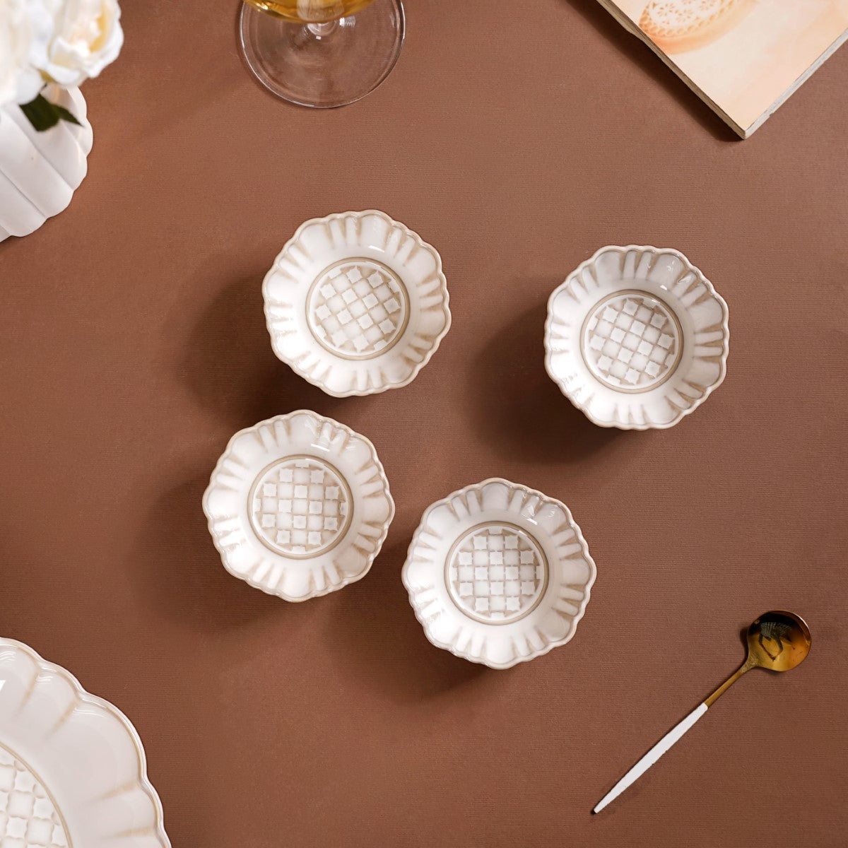 Stoneware Ivory Ceramic Dip Bowl Set Of 4 50ml Online - Premium Dip ...