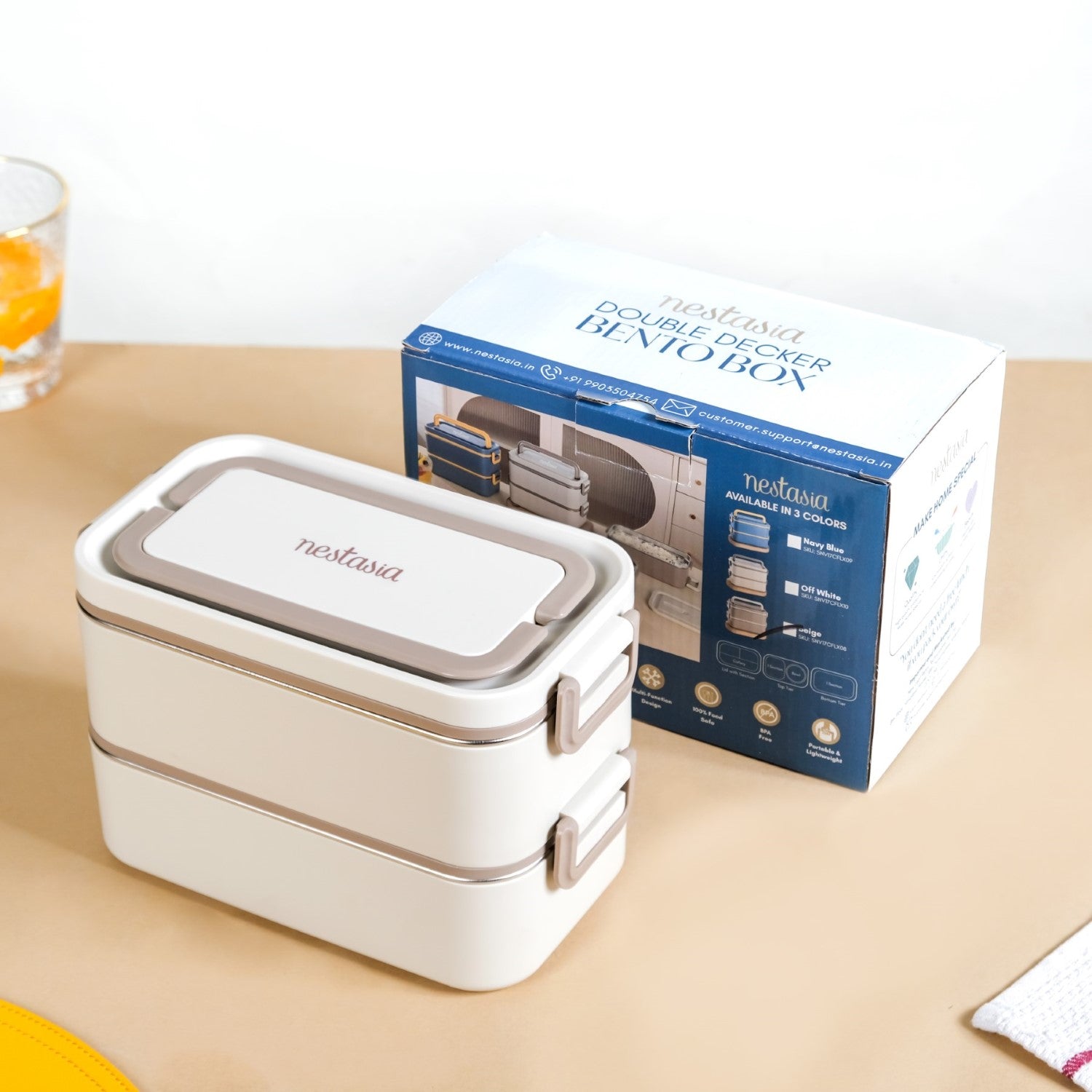 Ninja Airtight Double Decker Bento Lunch Box Matte Beige 2000ml Online ...