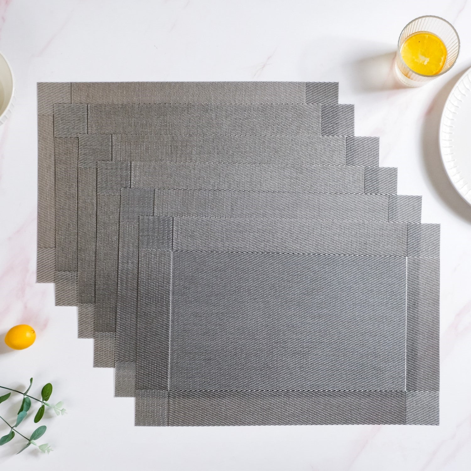 Dual Tone Grey Reversible Dining Table Mats Set Of 6 Online - Premium ...