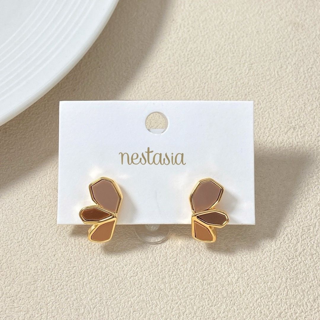 Jewellery Online - Premium Earthy Blossom Gold Studs | Nestasia