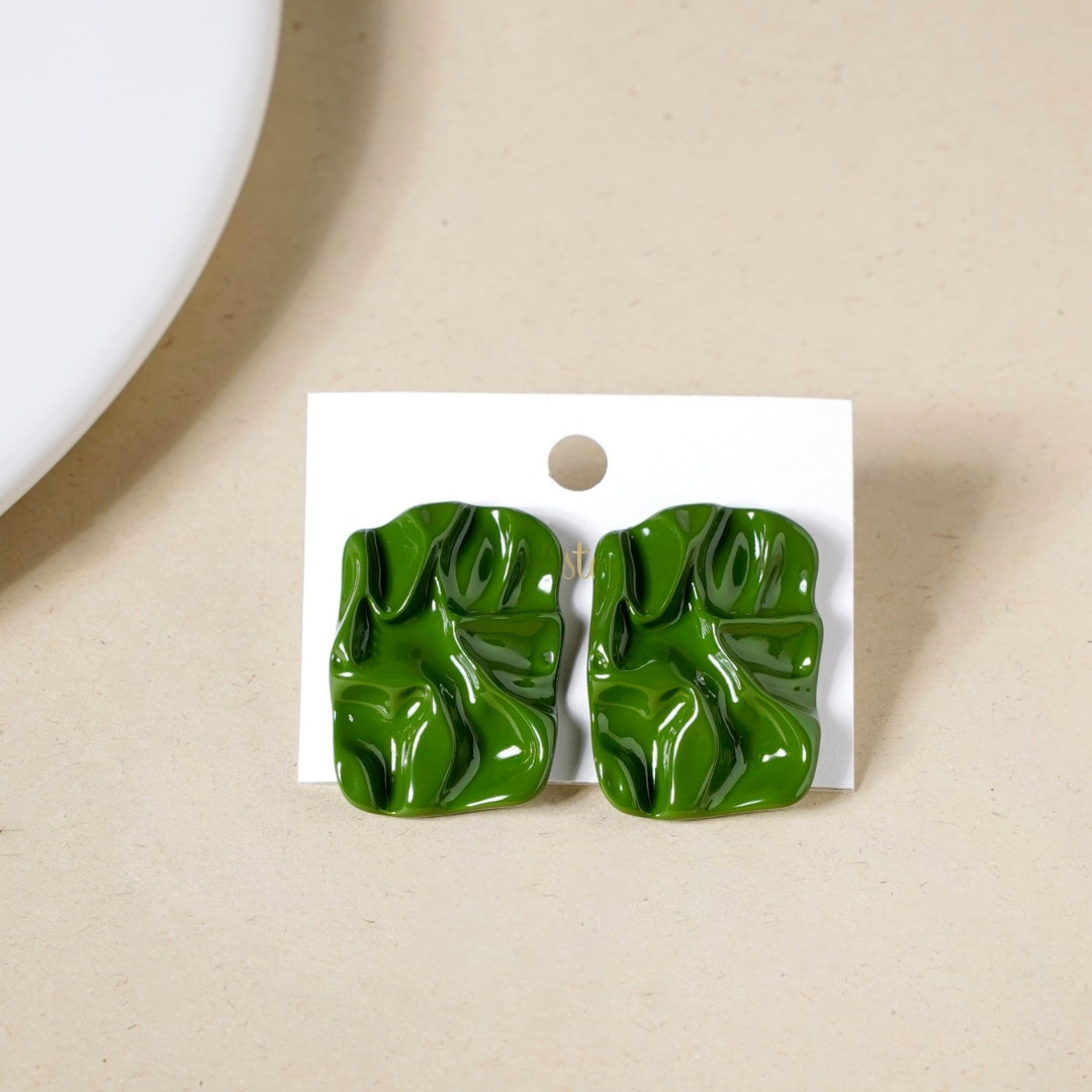 Jewellery Online - Premium Earthy Glam Green Stud Earrings | Nestasia