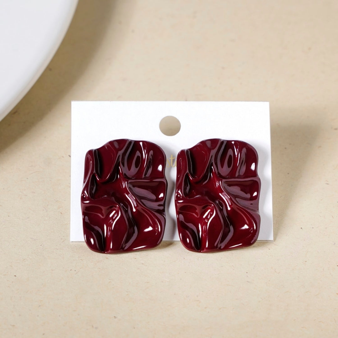Jewellery Online - Premium Earthy Glam Maroon Stud Earrings | Nestasia