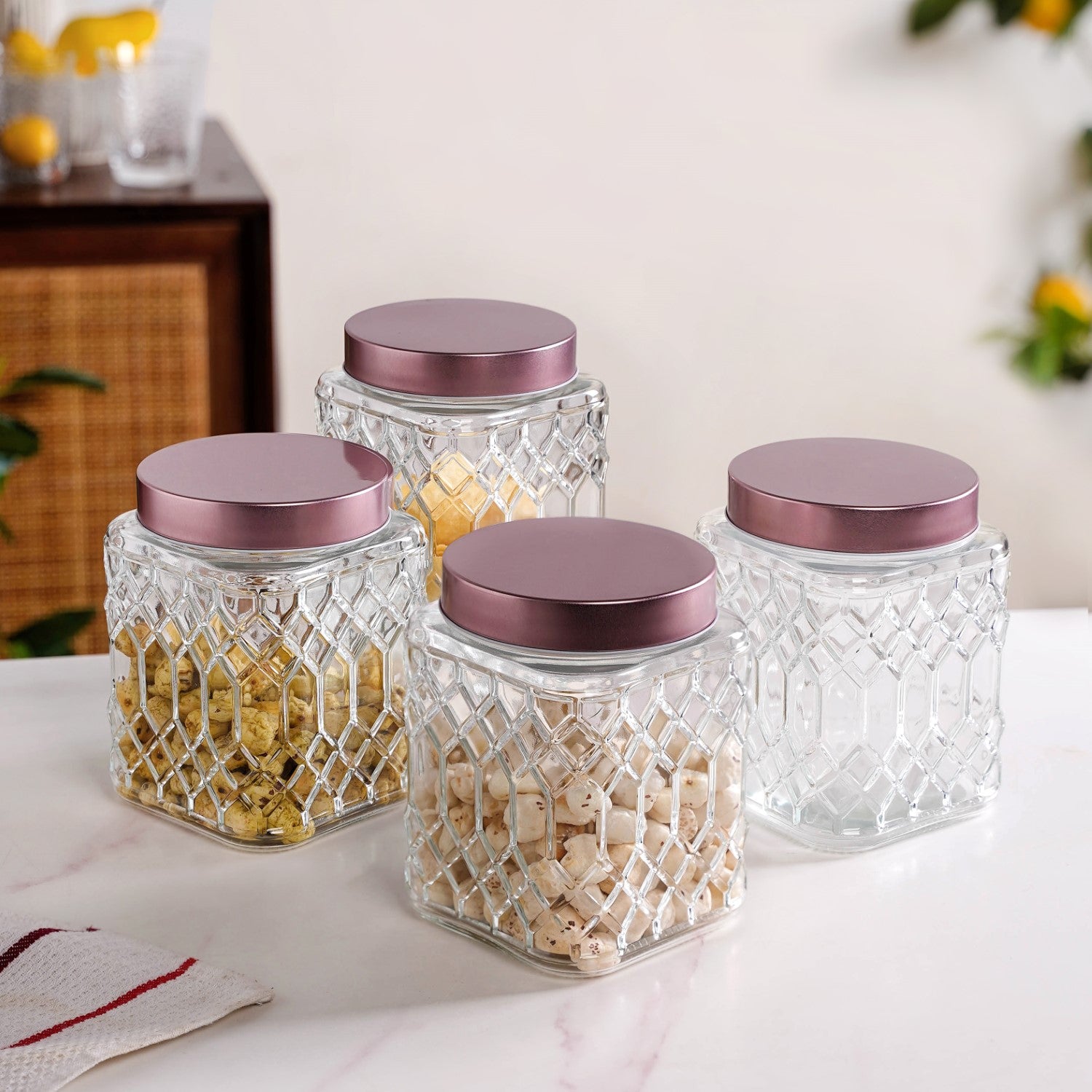 Embossed Kitchen Storage Container With Lids Set Of 4 1300ml Online ...