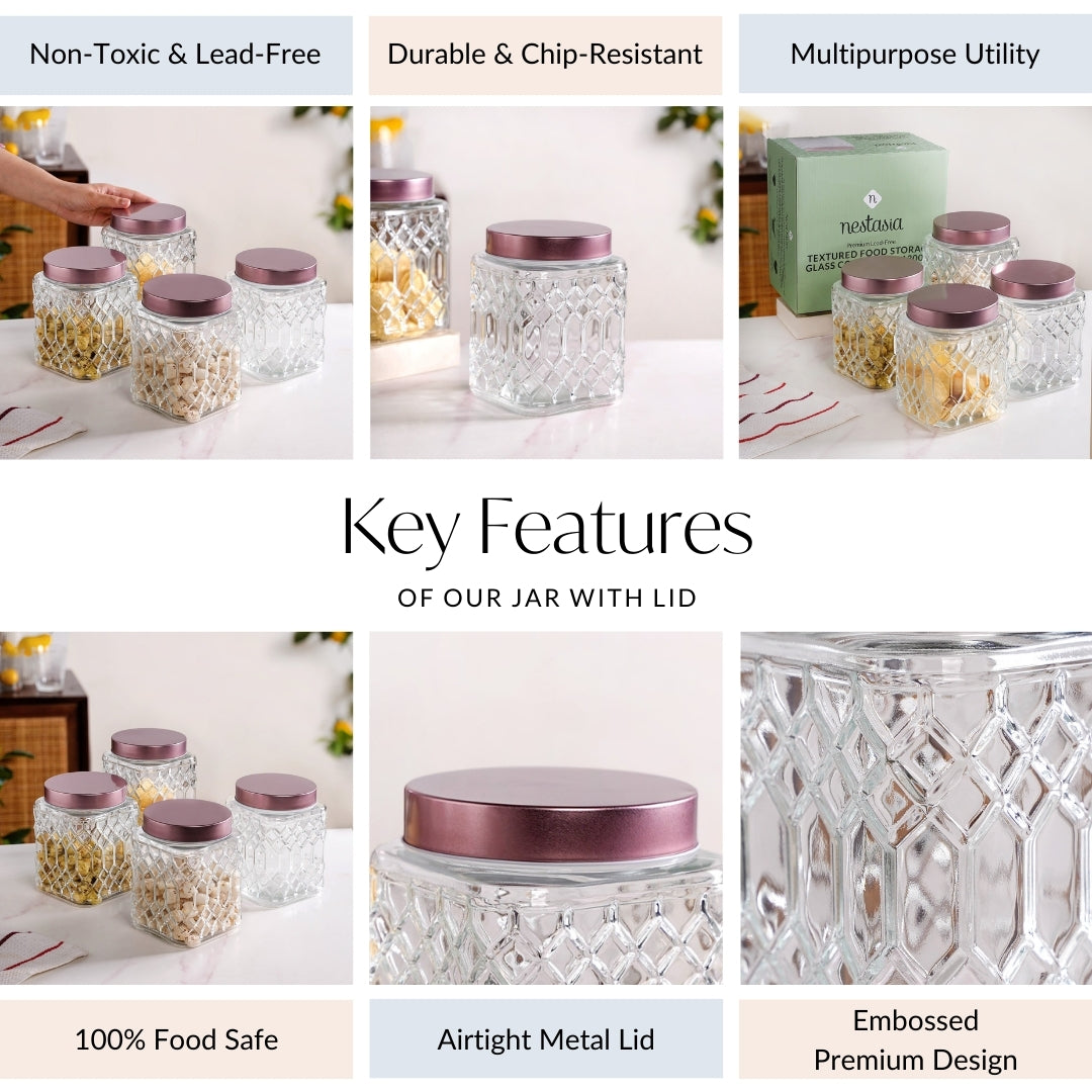 Embossed Kitchen Storage Container With Lids Set Of 4 1300ml Online ...
