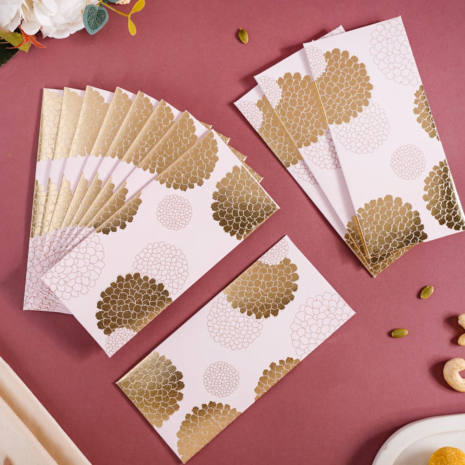 Set Of 12 Marigold Fancy Shagun Envelope Online - Premium Envelope ...