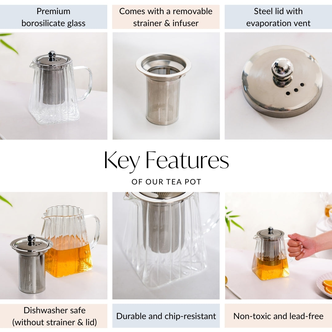 Glass Teapot With Filter 750ml Online - Premium Tea Pot | Nestasia