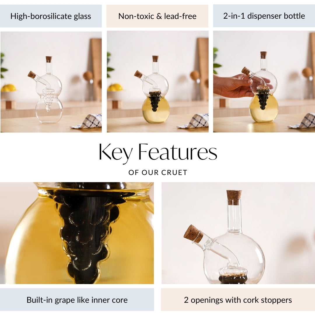 Grape Sculpture Glass Cruet For Olive Oil With Italian Seasoning Online ...