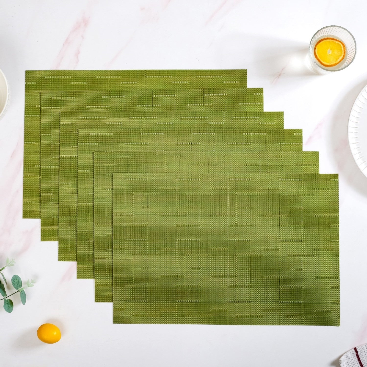 Green Squares Tablemat Set Of 6 Online - Premium Table Mat | Nestasia