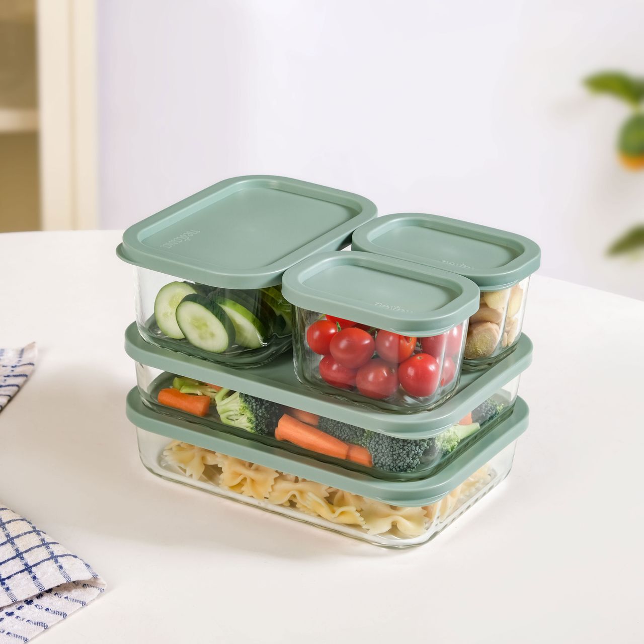 Groovo Storage Containers Set Of 5 310ml 750ml 1200ml Green Online ...