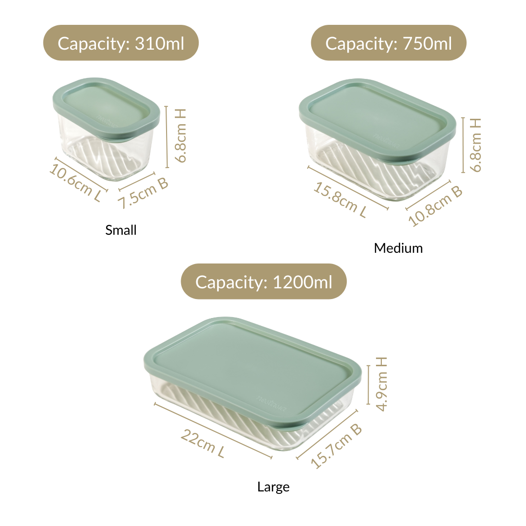 Groovo Storage Containers Set Of 5 310ml 750ml 1200ml Green Online ...