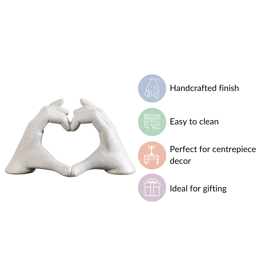 Love Heart Hands Resin Showpiece- Unique Showpiece Online | Nestasia