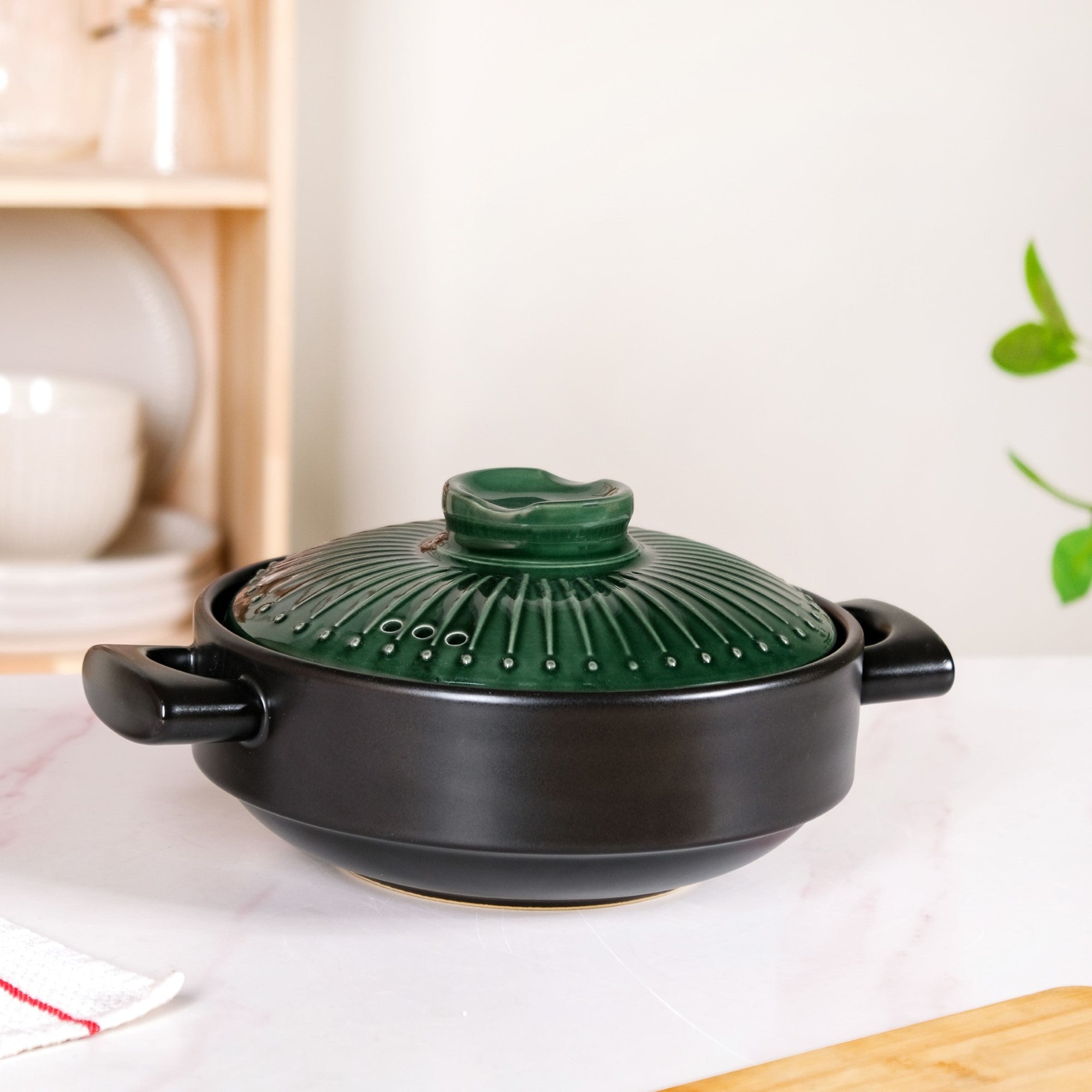 Botanica Ceramic Casserole Cooking Pot Green 2000ml Online - Premium ...