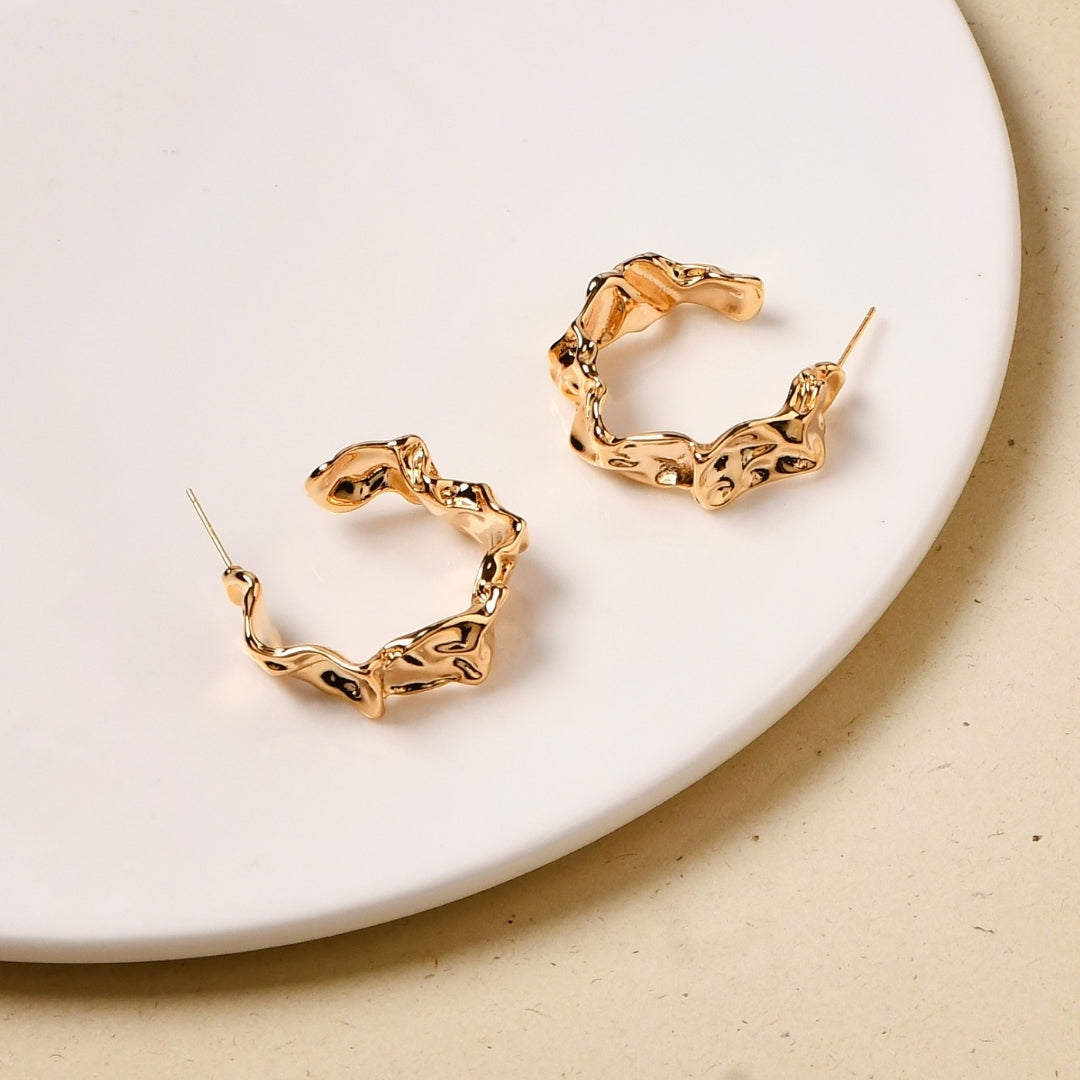 Jewellery Online - Premium Fluid Forge Hoops Gold | Nestasia
